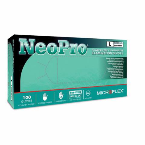 NeoPro® Powder-free Neoprene Exam Gloves, Green, Large | SECO